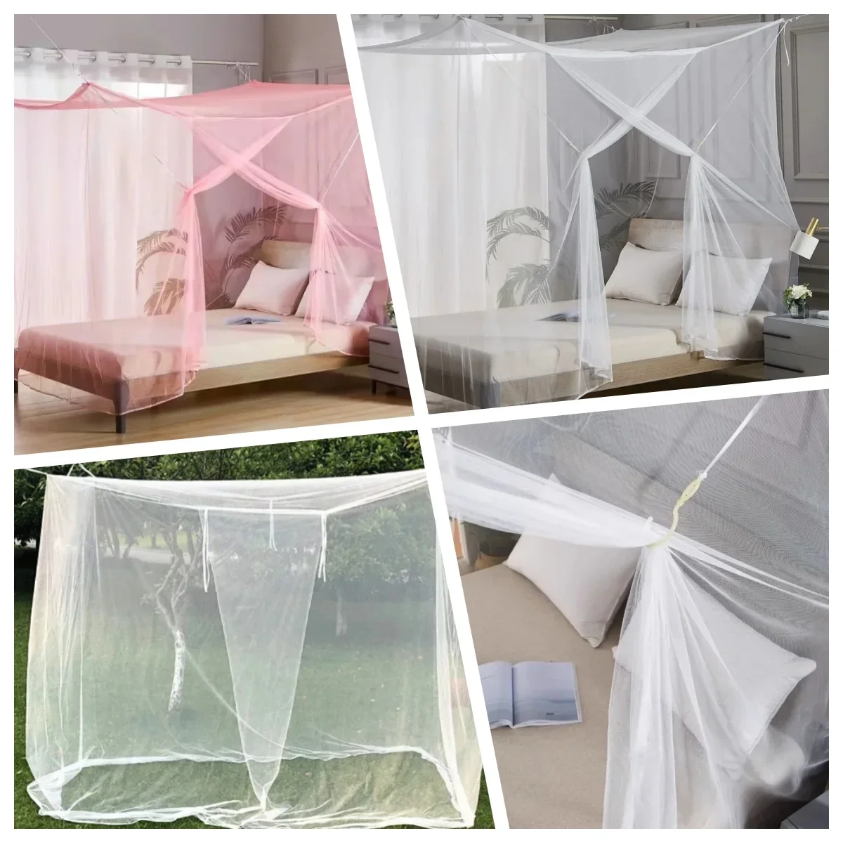 Larger-Camping-Net-White-Mesh-Portable-Square-Foldable-Mosquito-Control ...