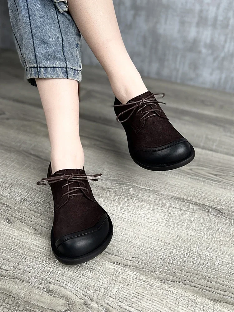 Birkuir-zapatos-planos-Retro-con-cordones-para-mujer-calzado-de-lujo-sin-cordones-de-cuero ...