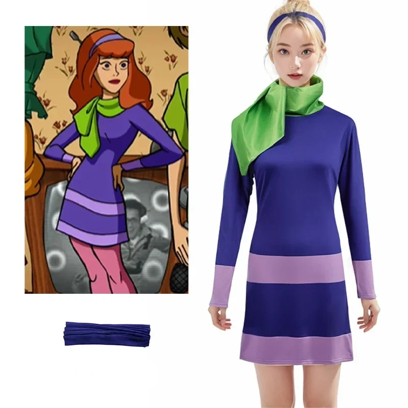 Daphne Cosplay Costume Daphne Purple Dress Women Halloween Carnival ...