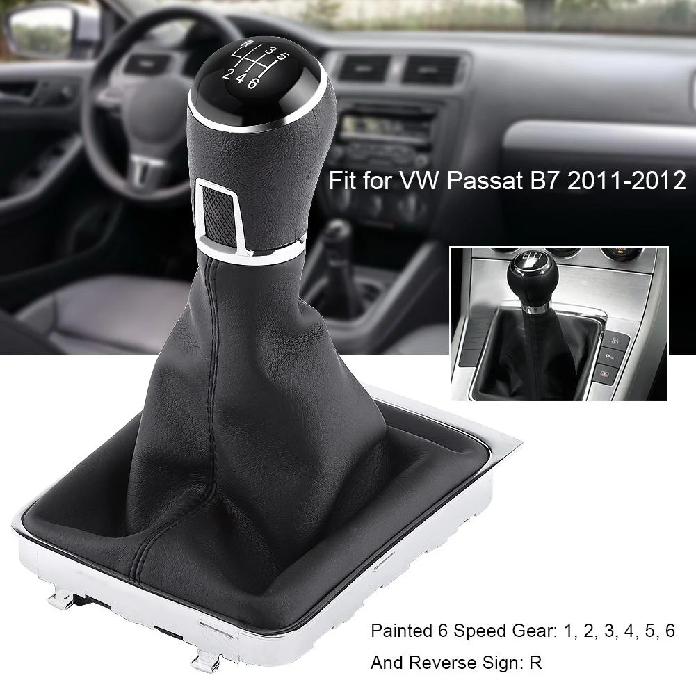 6-Speed-Car-Gear-Shift-Knob-Stick-Gaiter-Boot-Frame-Kit-For-VW-Passat ...