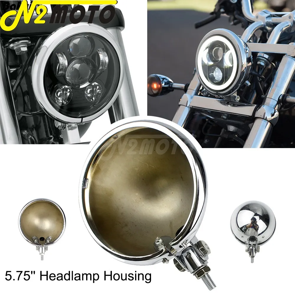 Chrome-Motorcycle-Headlamp-Housing-5-75-LED-Headlight-Mount-Bucket-For ...