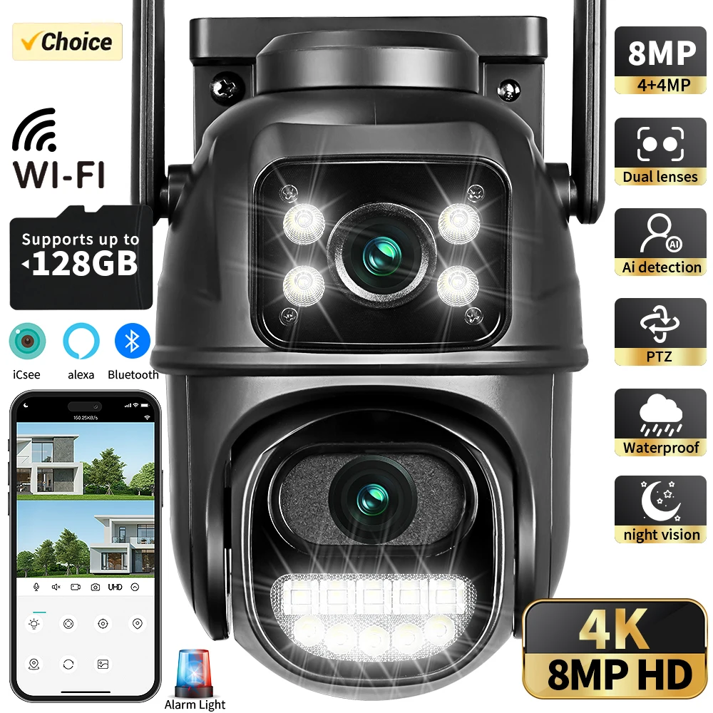 8MP-PTZ-Wifi-Camera-Outdoor-Night-Vision-Dual-Screen-Human-Detection ...