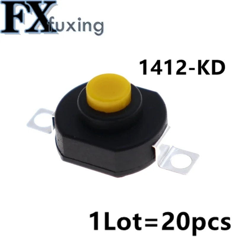 10/20Pcs 2Pin Horizontal Flashlight Button Switch 1412-KD Self Lock ON ...