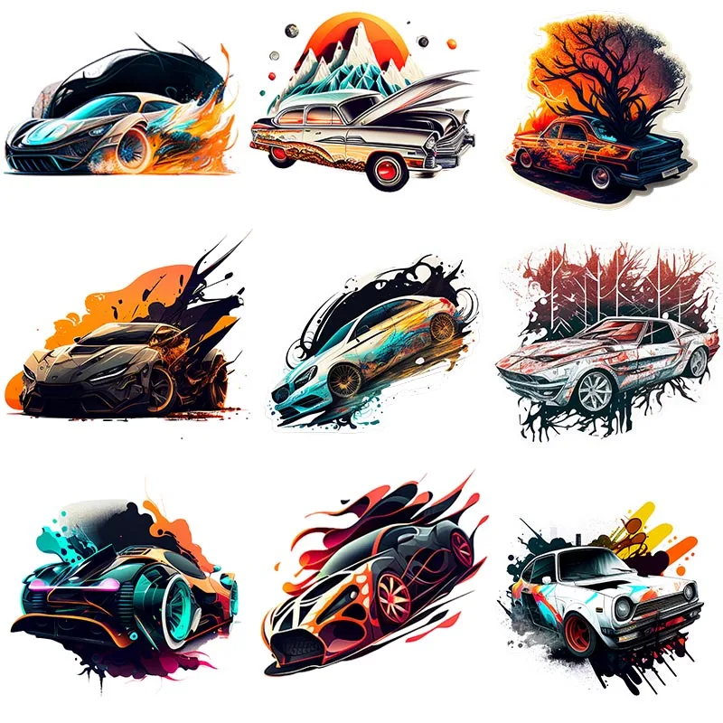 9Pcs-Car-Iron-On-Transfer-Stickers-Vinyl-Heat-Transfer-Patches-for-DIY ...