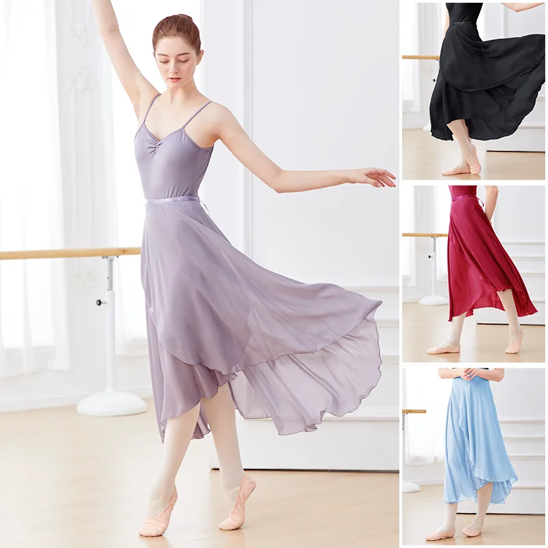Mulheres adultas saias de dança de balé longo chiffon saias de dança ...