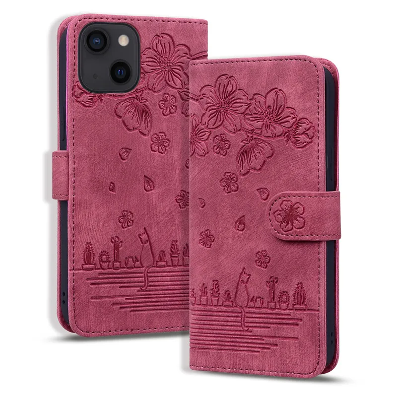 Book-Flip-Leather-Cover-For-iPhone-13-Pro-Max-Case-Flower-Wallet-Case ...