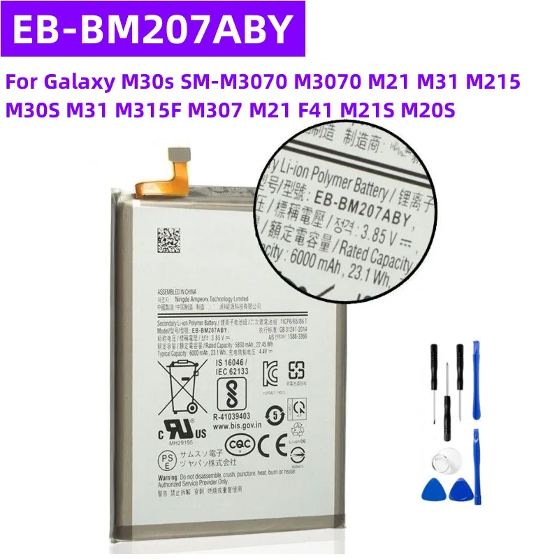 Original 6000mAh EB-BM207ABY For SAMSUNG Galaxy M30s SM-M3070 M3070 M21 ...