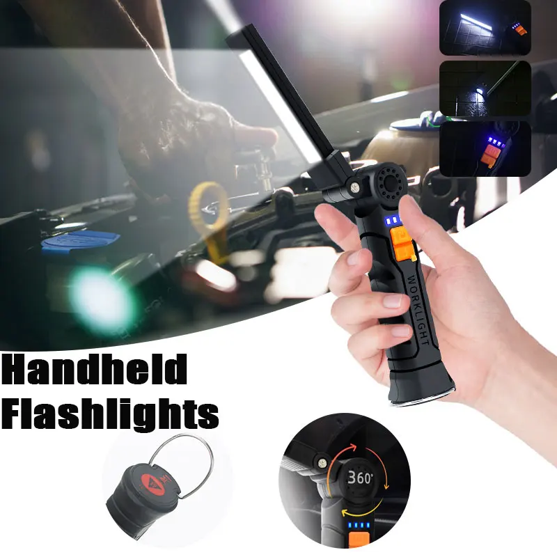 Portable COB LED Handheld Flashlights With Hook Magnetic Rechargeable ...