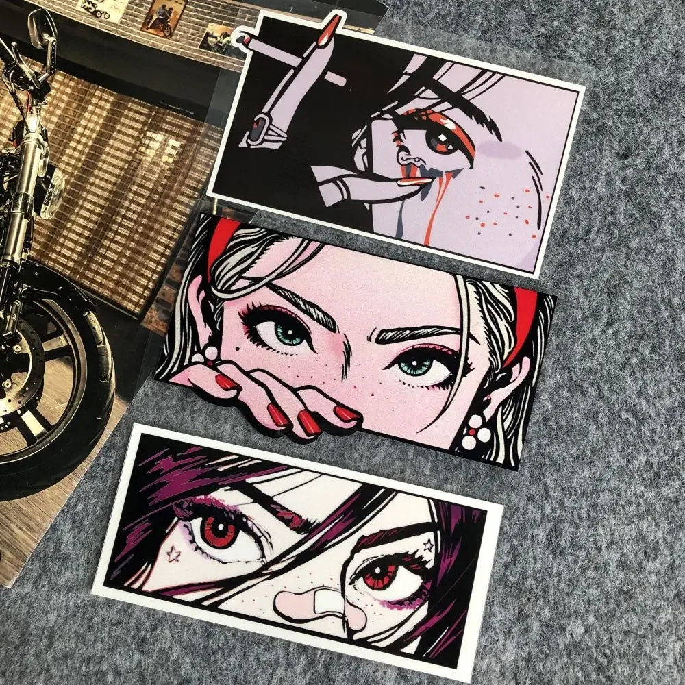 JDM-Two-dimensional-Anime-Girl-Peeping-Eyes-Reflective-Sticker-Motobike ...
