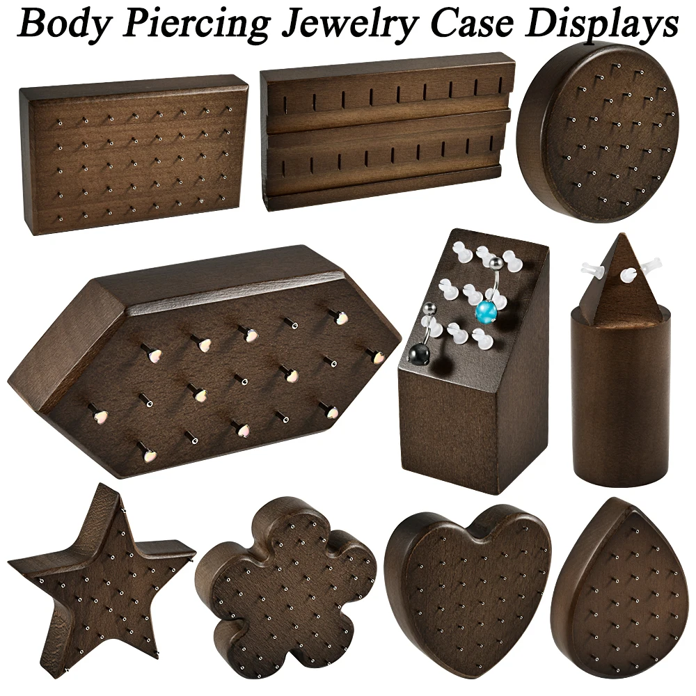 Wood-Body-Piercing-Jewelry-Display-with-Thread-Holder-Rack-Stand-Seller ...