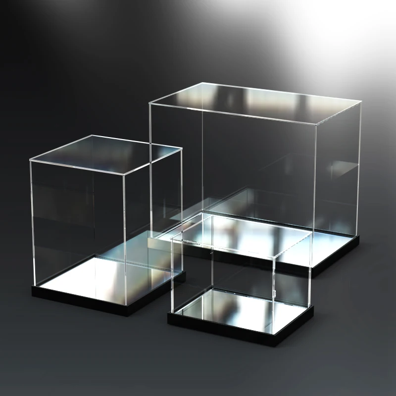 Assemble-Acrylic-Display-Case-with-Mirror-Clear-Acrylic-Figure-Display ...