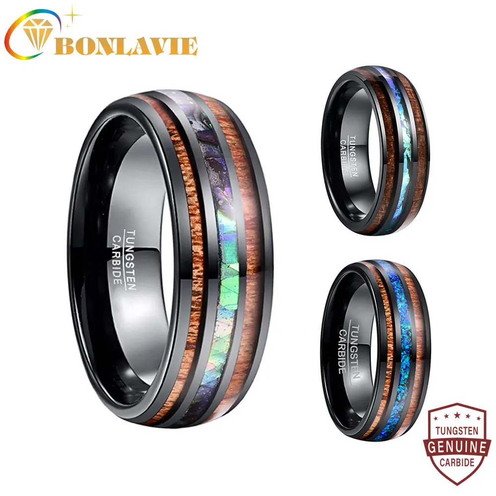 BONLAVIE-New-fashion-hot-Comfort-Fit-8mm-Natural-Acacia-Wood-Ring-with ...