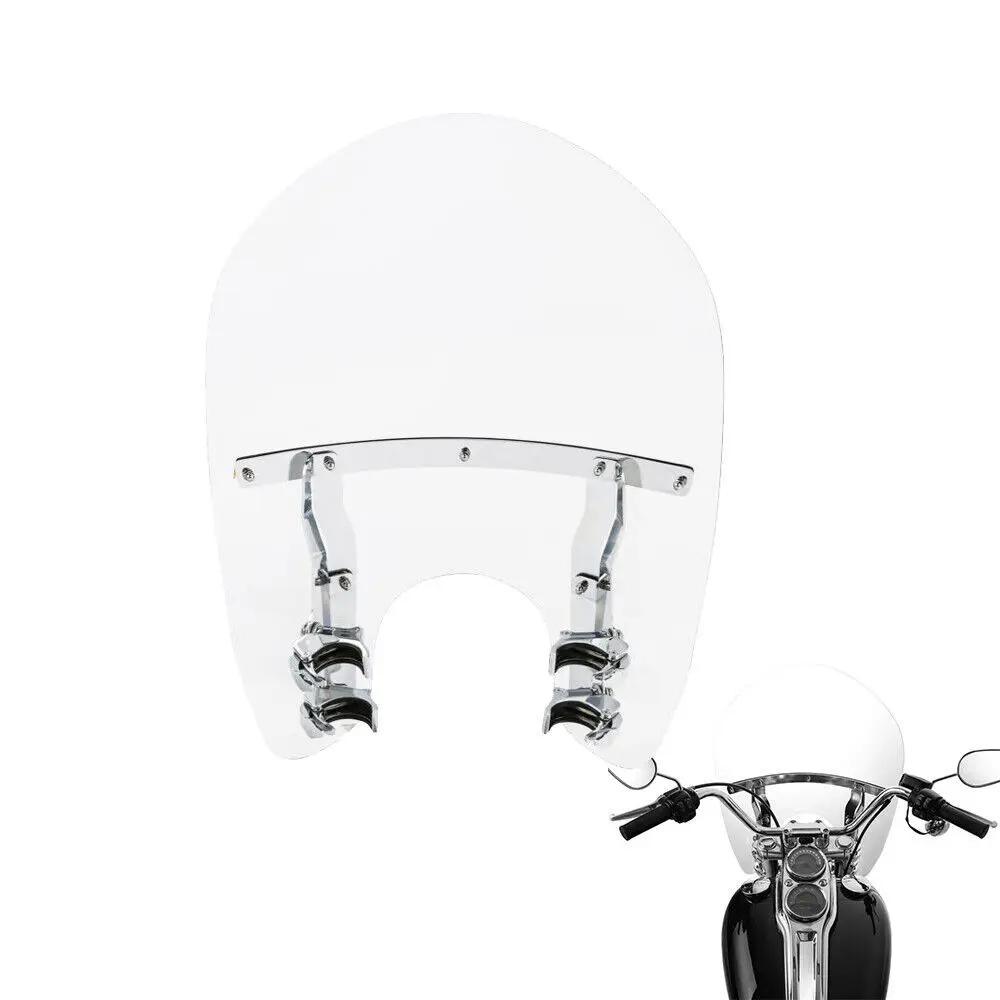 Motorcycle-Clear-19-Windscreen-Windshield-w-49mm-Clamps-For-Harley-Low ...