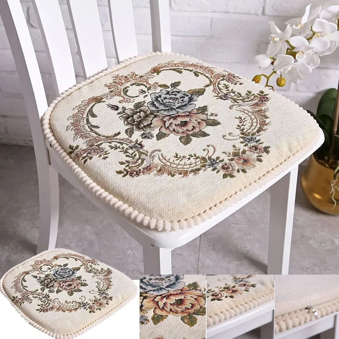 European-style Classical Jacquard Dining Chair Mat Four Seasons ...