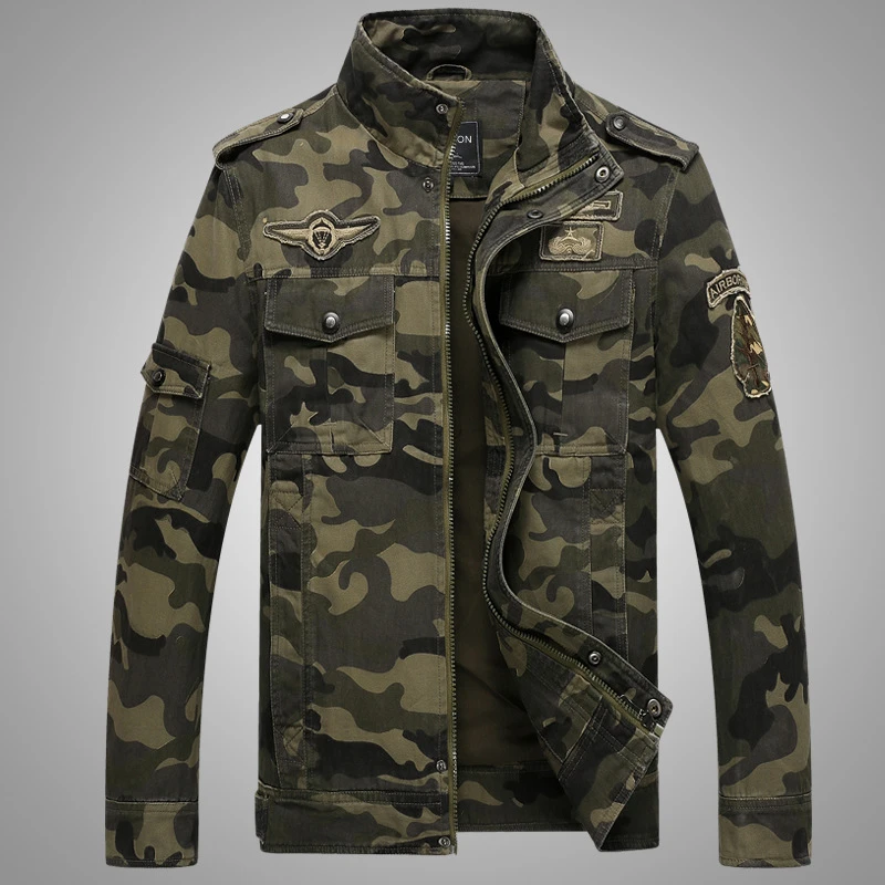 Autumn New Men Camouflage Denim Jacket Army Green Turn Down Collar Slim ...