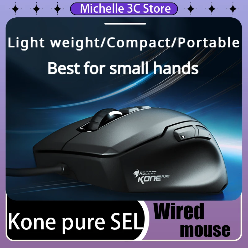 ROCCAT-Kone-Pure-SEL-Wired-Gaming-Mouse-11-5cm-Small-Size-88g-Light ...
