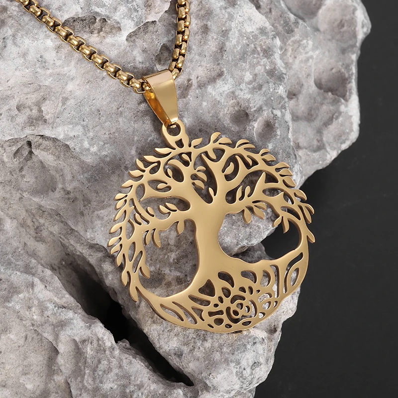 High-Quality-Stainless-Steel-Tree-of-Life-Pendant-World-Tree-Necklace ...