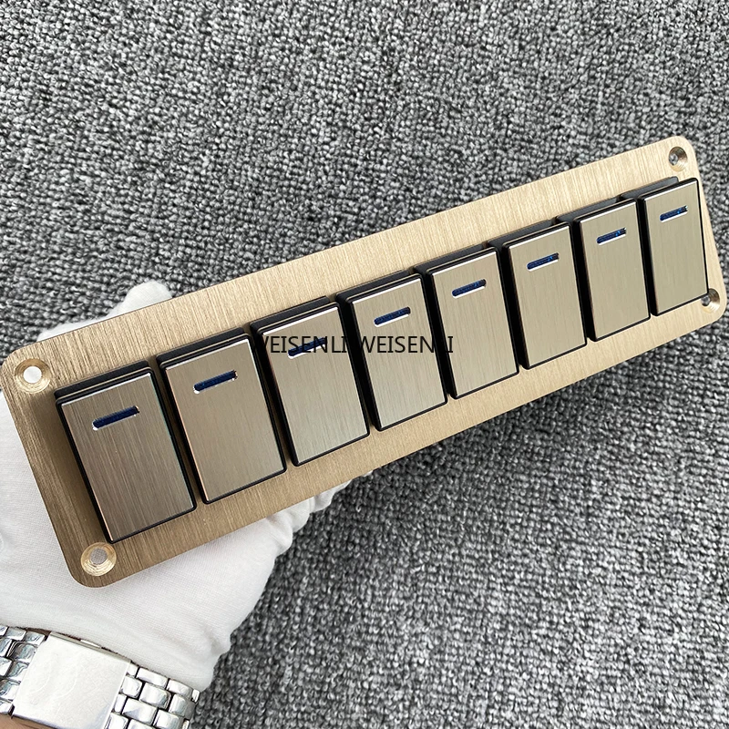 Metal Rocker Switch Aluminum Panel 2-8 Gang Toggle Rose Gold Switches ...