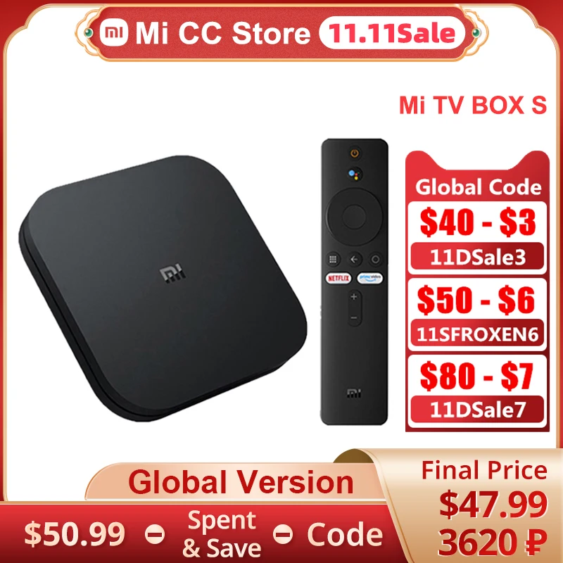 Global Versie Xiaomi Mi Tv Box S Android Tv 9.0 Set 4K 3840X2160 Ultra Hd 2Gb 8Gb Wifi Smart Mi ...