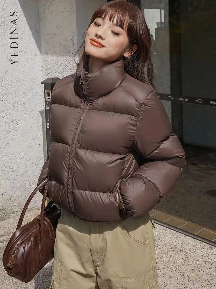 Yedinas-Streetwear-Turtleneck-Women-Short-Parkas-Warm-2023-Autumn-Winter-Cotton-Padded-Jacket ...