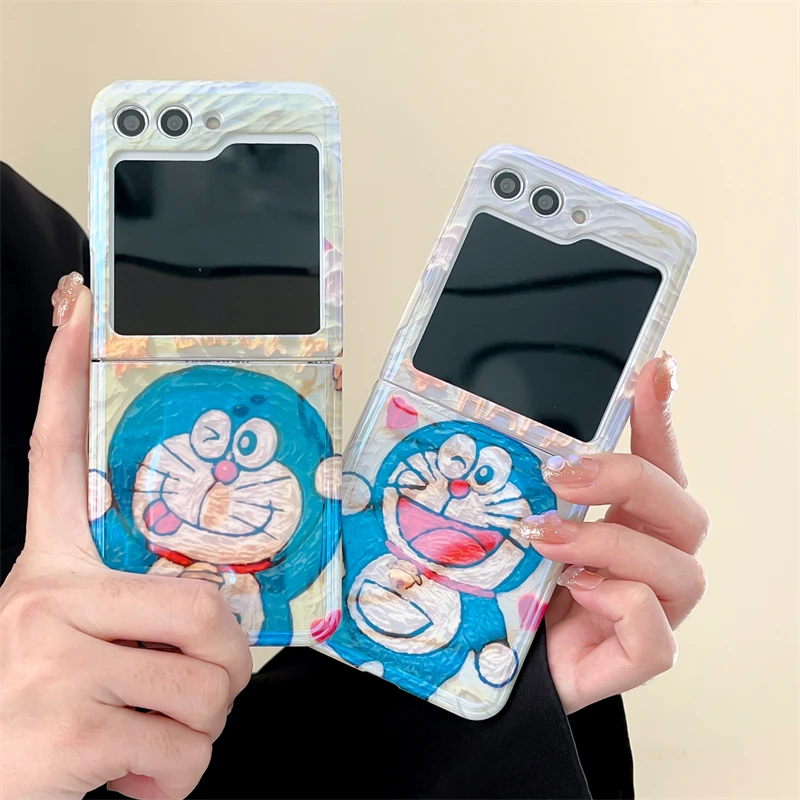 Phone-Case-For-Samsung-Galaxy-Z-Flip-3-4-5-Cute-Doraemon-Hello-Kitty ...