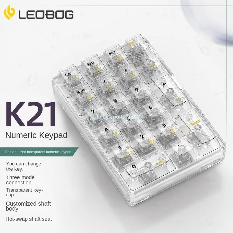 LEOBOG-K21-Wireless-Three-mode-Transparent-External-Numeric-Keypad-Mechanical-Customized-Pad-Hot ...