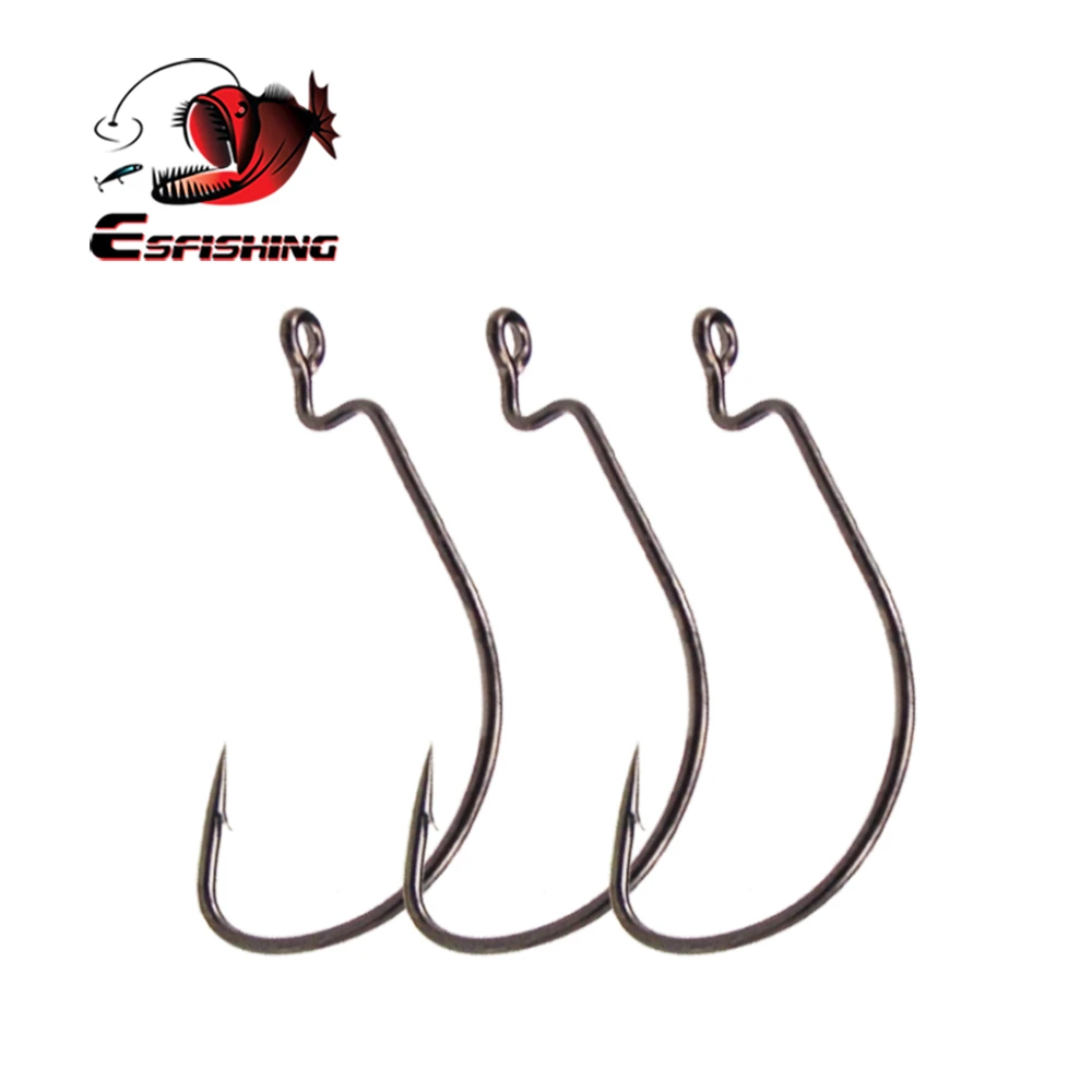 ESFISHING Offset Hook Carbon Steel Fishing Hooks Crank Big Bass Hook ...