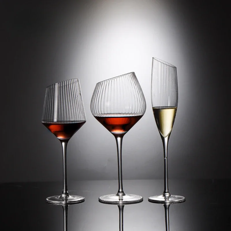 European-Style-Vertical-Grain-Diagonal-Glass-Goblet-Red-Wine-Glass ...