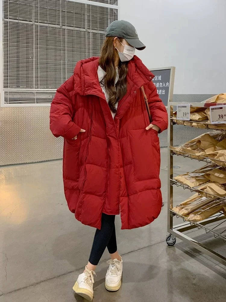 Hooded Puffer Jacket for Women, Windproof, Thick, Warm, Large Pocket ...
