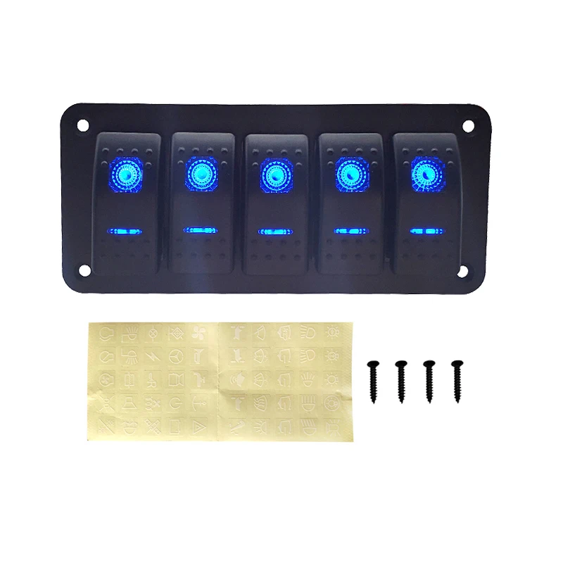 5 Gang Toggle Car Rocker Switch Panel LED Light Toggle On-Off Circuit ...