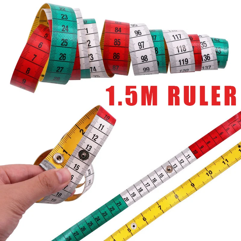1-5M-60in-Soft-Tape-Measure-Tailor-s-Tape-with-Snap-Fasteners-Body ...