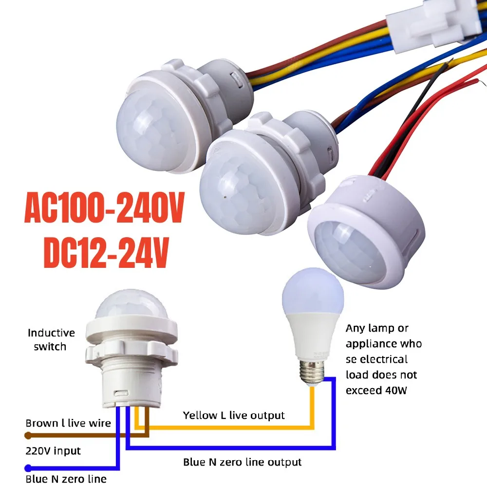 AC110-240V-Automatic-Sensor-Light-Switch-LED-PIR-Infrared-Motion-Sensor ...
