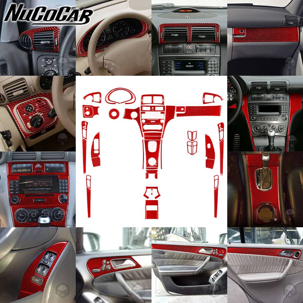 For Benz C Class W203 2005-2007 Red Carbon Fiber Radio Shift Gearbox ...