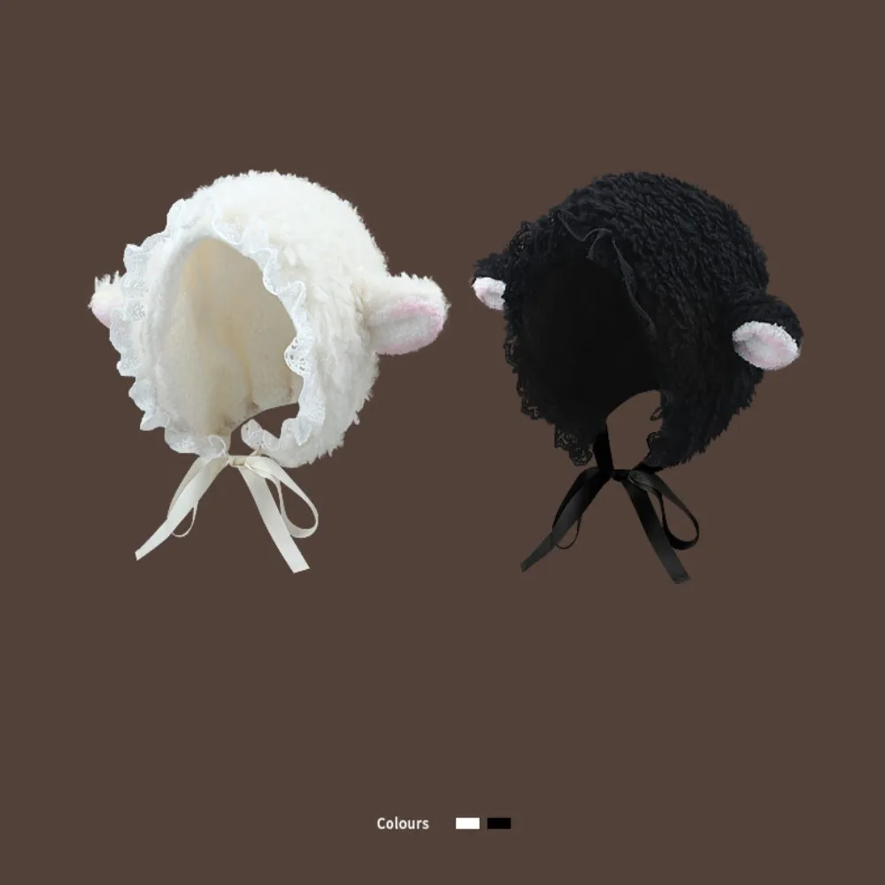 New Trendy Soft Fluffy Hats Lamb Cashmere Lace Costume Hats Lamb Ear ...