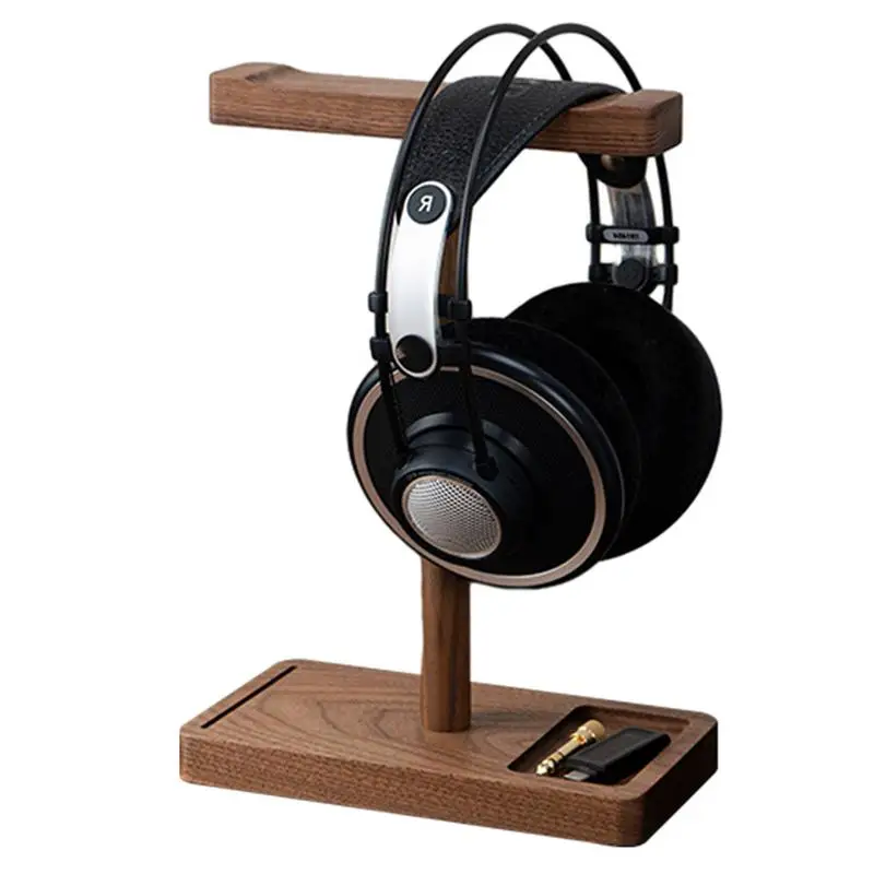 Black-Walnut-Universal-Dual-Headset-Holder-Headset-Display-Shelf-Desk ...