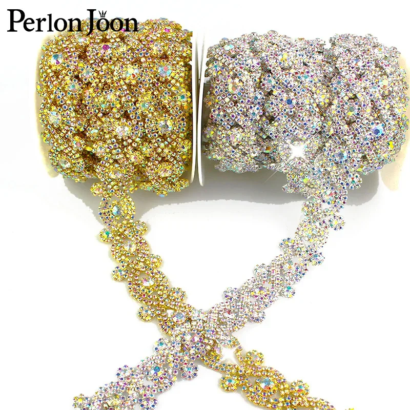 X-shape-AB-color-Symphony-crystal-rhinestones-trim-metal-chain-Ribbon ...