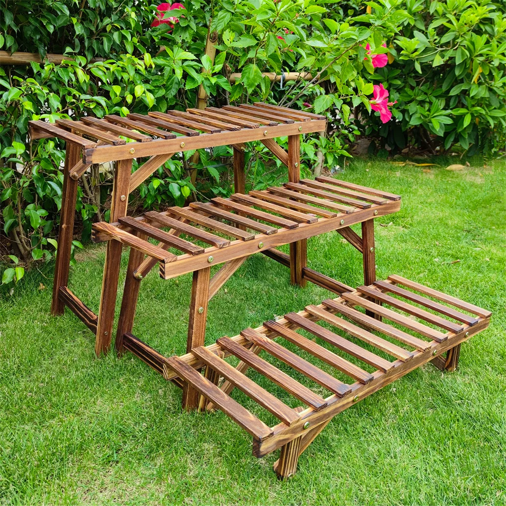 Large-3-Tier-Step-Plant-Stand-Wood-Ladder-Shelf-Garden-Display-for ...
