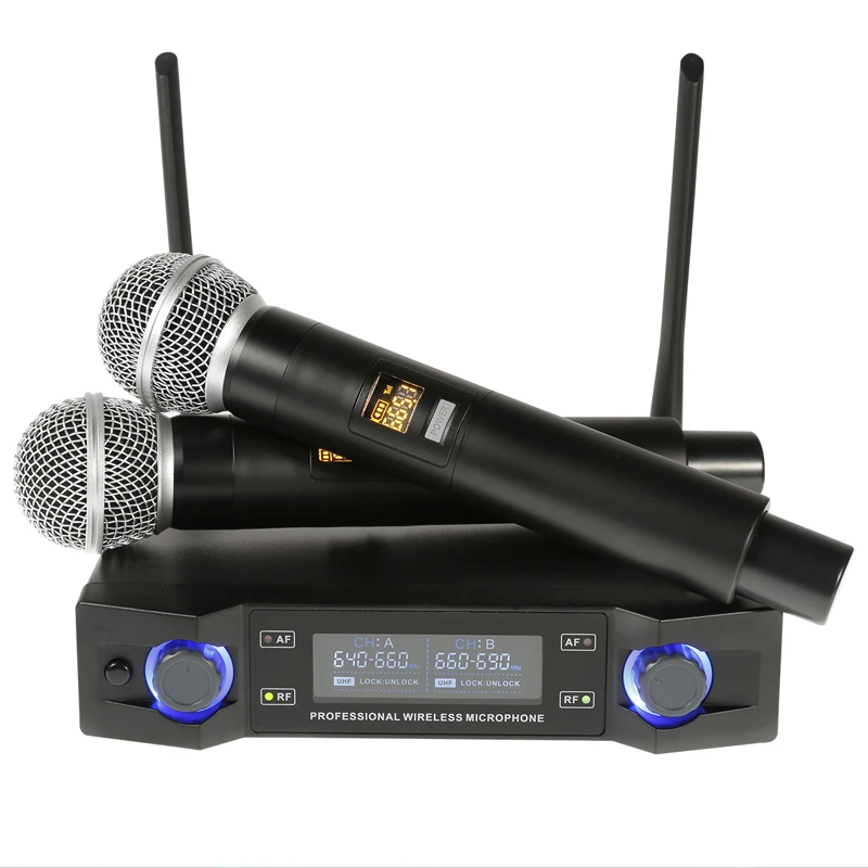 Professional-UHF-Wireless-Microphone-System-2-Channel-Dual-Handheld ...