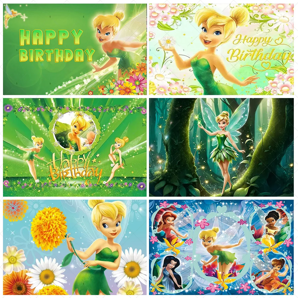 Cartoon Fairy Background Banner Tinker Bell Theme Backdrop Supplies ...