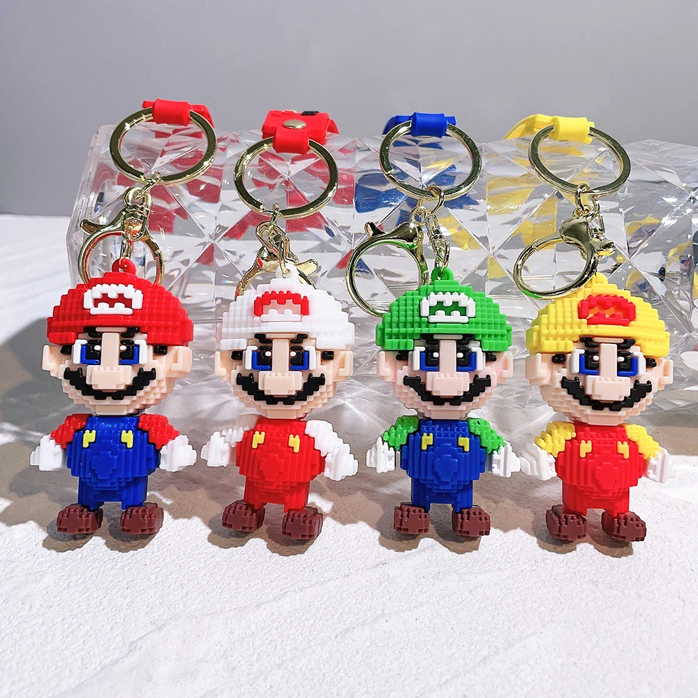 New Kawaii Super Mario Bros Keychain Game Mario Figure Key Chain for ...