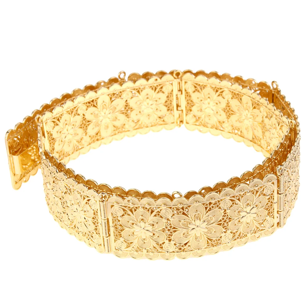 Sunspicems Arabic Gold Color Flower Belt Women Robe Morocco Caftan ...