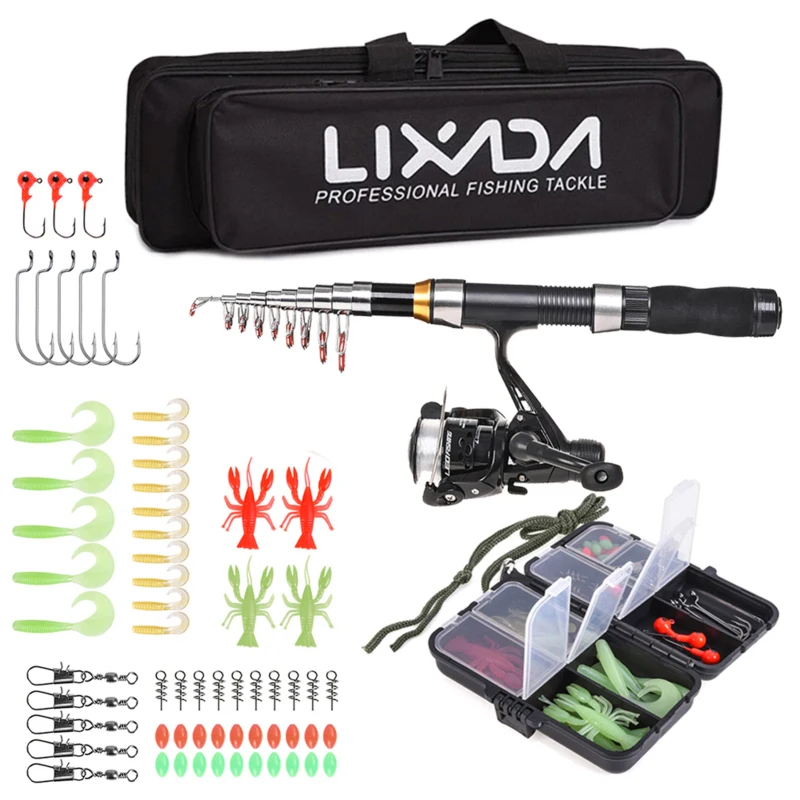 Lixada-Fishing-Rod-Reel-Combo-Full-Kit-w-2-1m-2-3m-Telescopic-Fishing ...