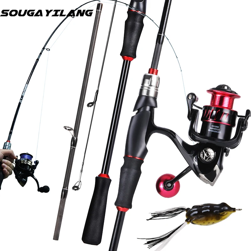 Sougayilang 1.8M 2.1M Carbon Fiber Spinning Fishing Rod and Reel Combos Ultralight Fishing Pole ...