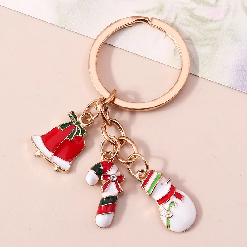 Lovely-Christmas-Keychain-Enamel-Christmas-Bell-Snowman-Candy-Cane ...