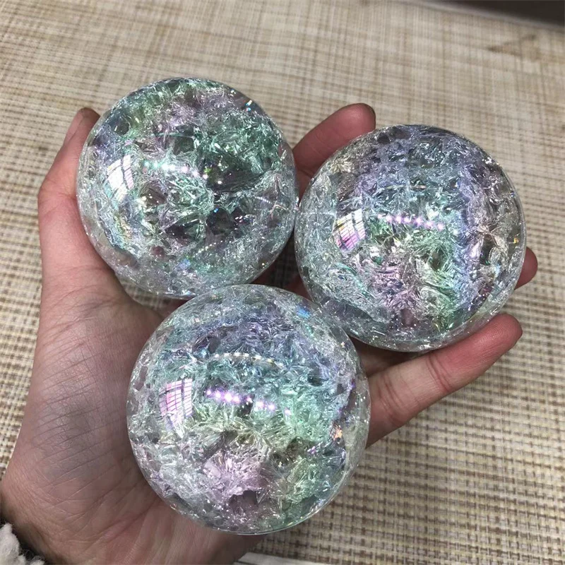 Aura Quartz Crystal Rainbow Crackle Break Out Ball Healing Reiki ...