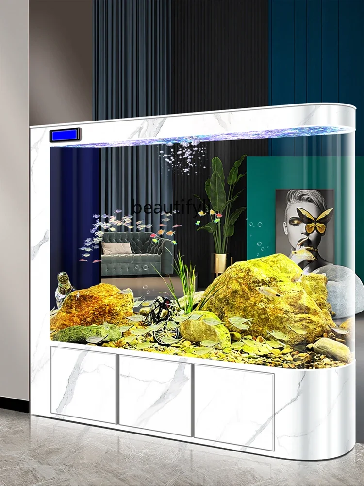 Screen-Fish-Tank-Living-Room-Large-Aquarium-Partition-Floor-Lazy-Change ...