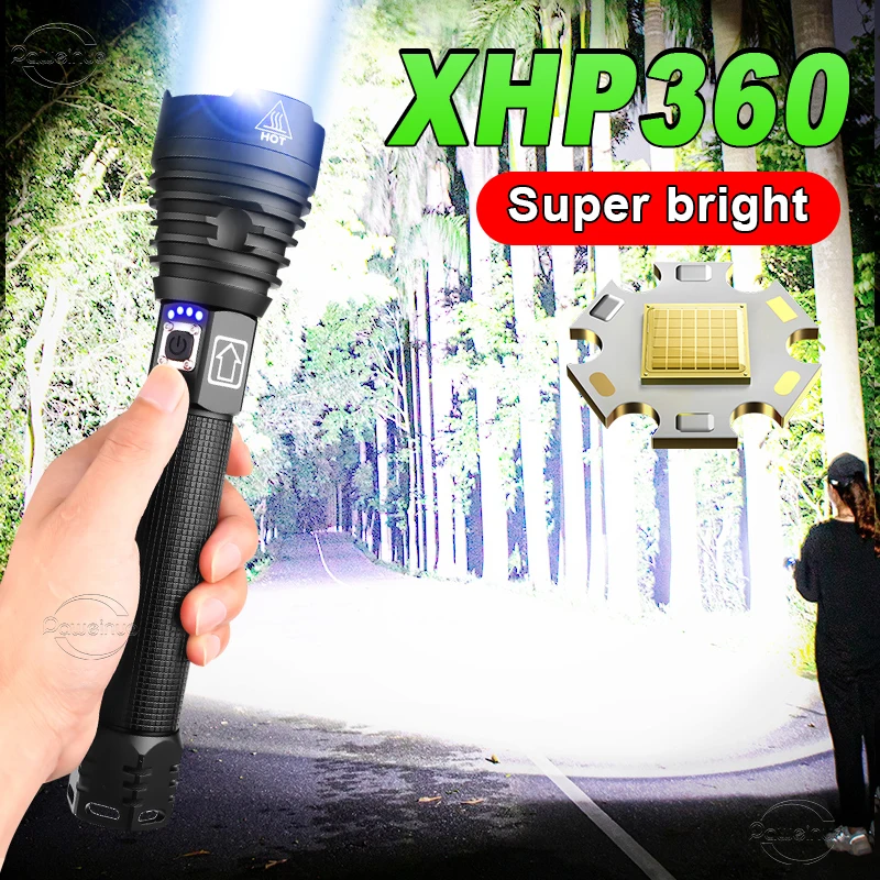 XHP360-Led-Flashlight-18650-Rechargeable-Torch-Usb-Powerful-Tactical ...
