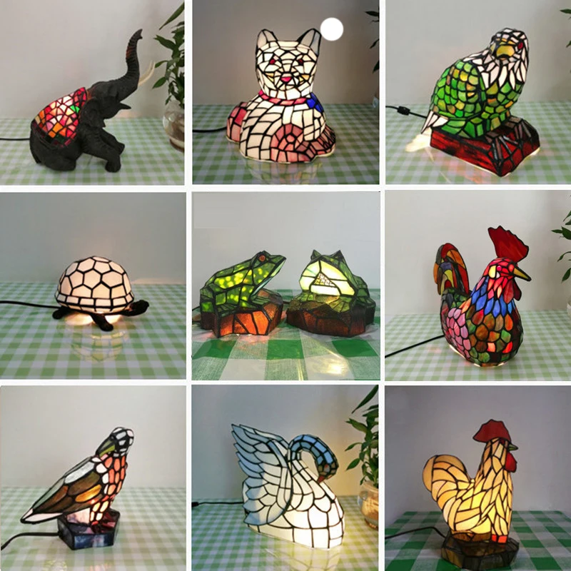 Stained Glass Animal Lamps