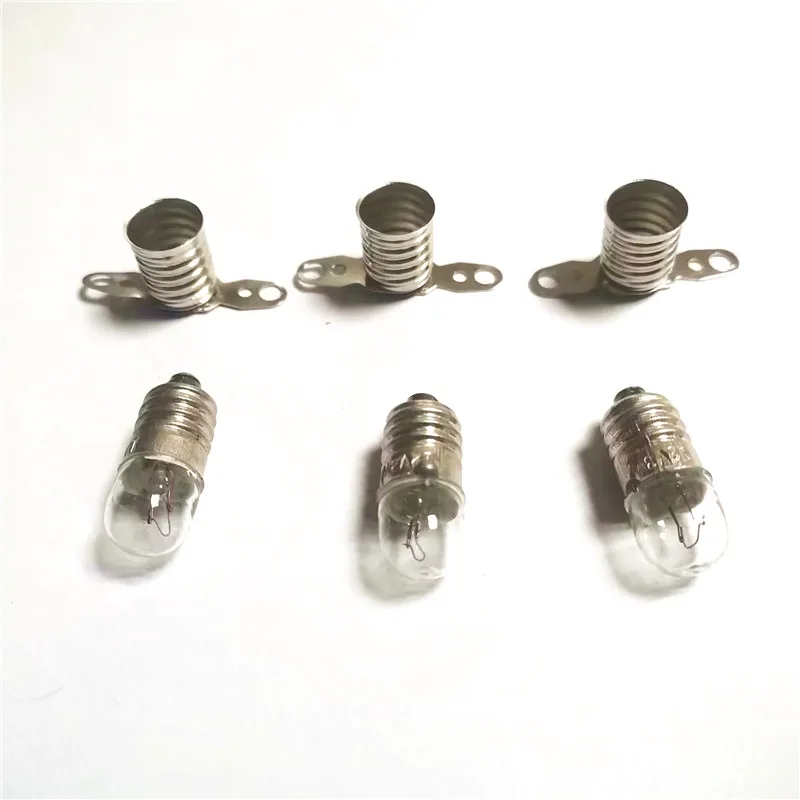 10pcs e10 lamp holder 10pcs E10 6.3V 12V 24V 3W 0.15A Screw Instrument ...