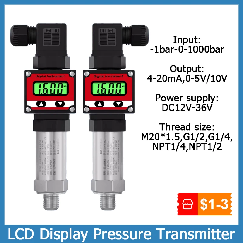 LCD-Display-Pressure-Transmitter-4-20mA-0-5V-10V-Output-Air-Water ...